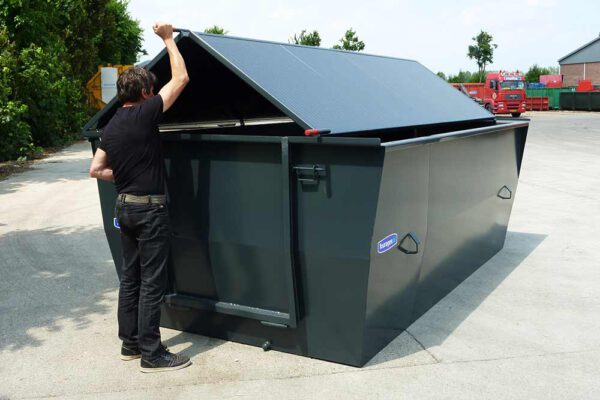 Mestbak Cabrio - Mestcontainer met klep en overkapping