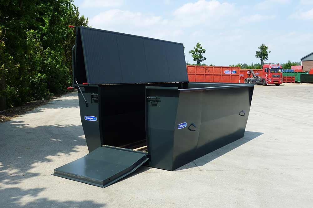 Mestbak Cabrio - Mestcontainer met klep en overkapping